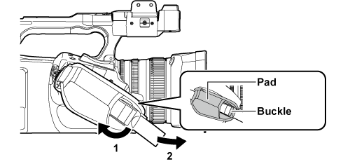 Adjusting the grip belt | Operating Instructions AG-CX350E | Panasonic