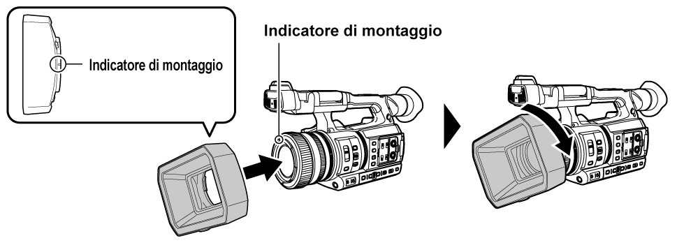 Montaggio del paraluce | Istruzioni per l’uso AG-CX350E | Panasonic