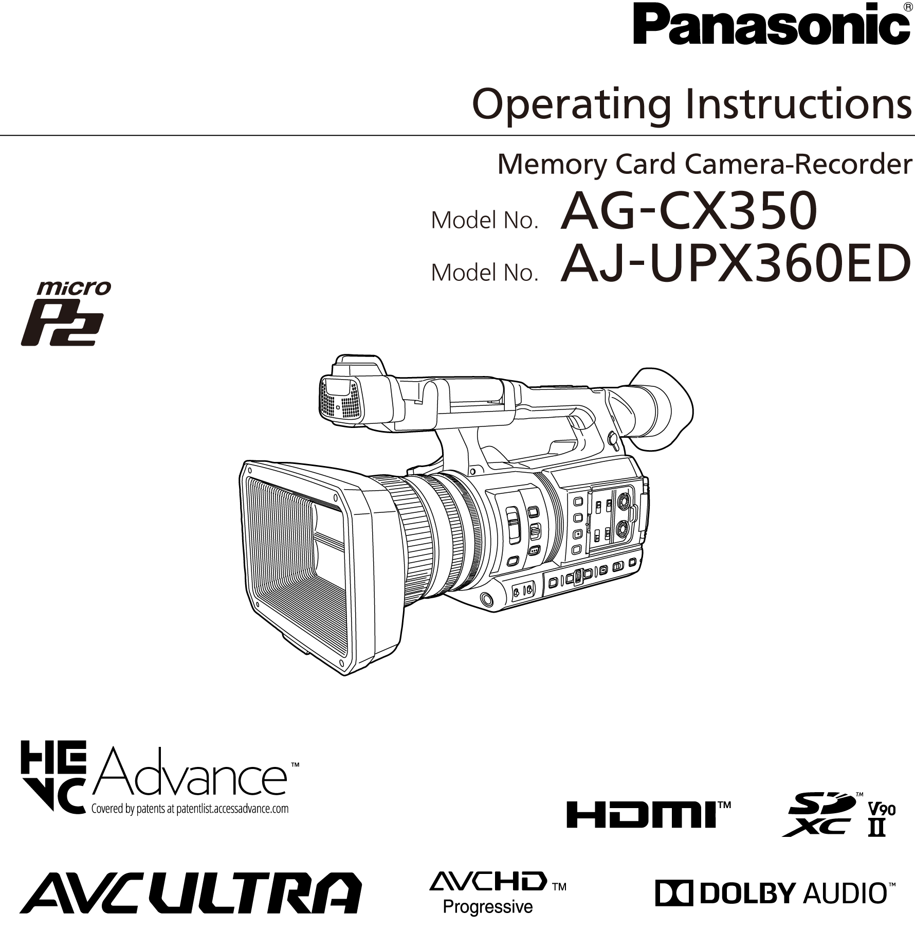 Operating Instructions AG-CX350/AJ-UPX360ED | Panasonic